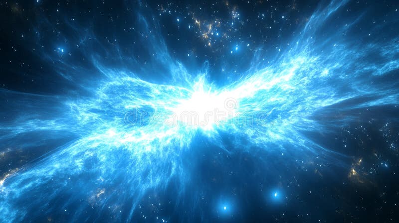 A Bright Blue Nebula Explodes in Space Stock Illustration ...
