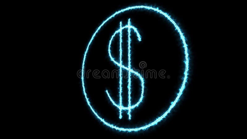 Bright Blue Neon Dollar Sign in Dynamics on a Black Stock Footage ...