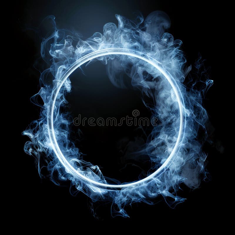 A Bright Blue Neon Ring Explodes Outwards, Creating a Circular Cloud of ...