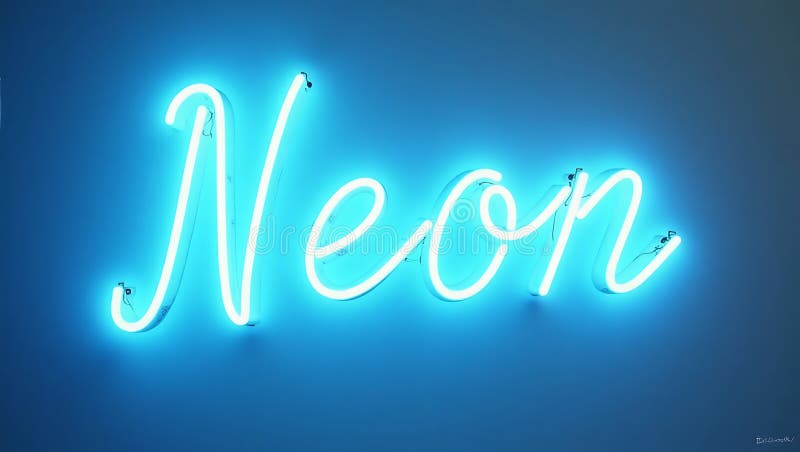 A Bright Blue Neon Sign is Displayed on a Plain Wall, Creating a ...
