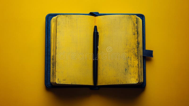 Bright Blue Notebook and Pen on a Vibrant Pink Background, Ready for ...
