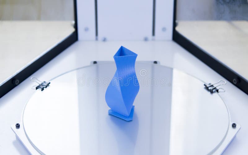 Bright Blue Object Printed by 3d Printer on 3d Printer Inside. Stock ...