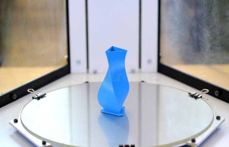 Bright Blue Object Printed by 3d Printer on 3d Printer Inside. Stock ...