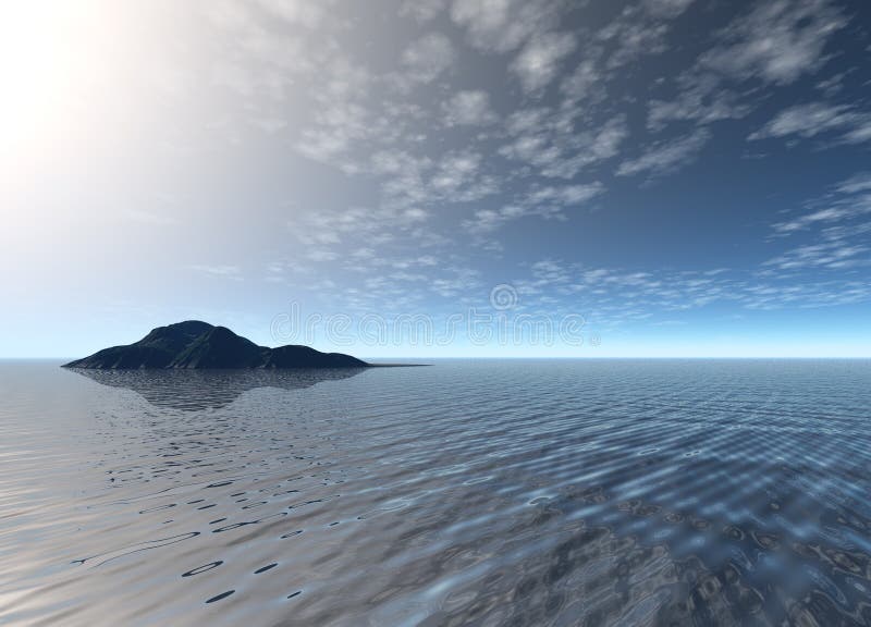 Bright Blue Ocean Island Scenery Stock Illustration - Illustration of ...