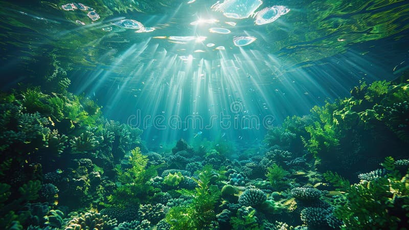 A Bright Blue Ocean with Sunlight Shining through the Water Stock Image ...