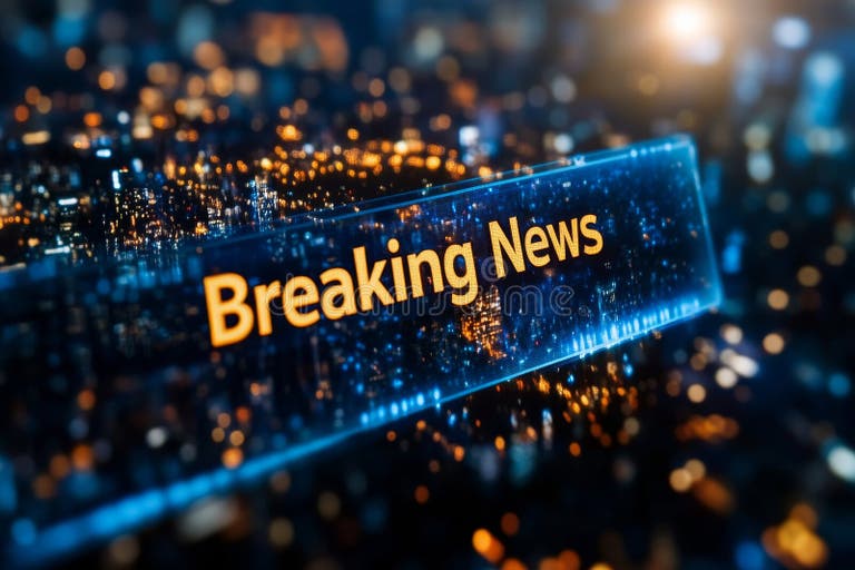 Breaking News Update on Digital Screen with Glowing Text and Data ...
