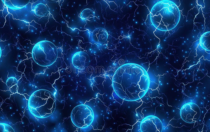 Bright Blue Orbs Glowing Against a Dark Background with Electric ...