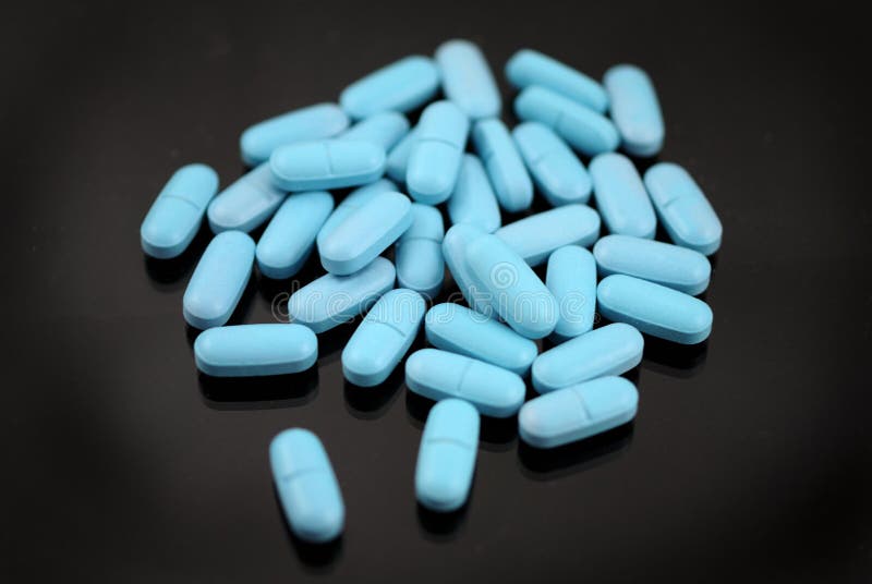 Bright Blue Oval Tablets Isolated Stock Image - Image of blisters ...