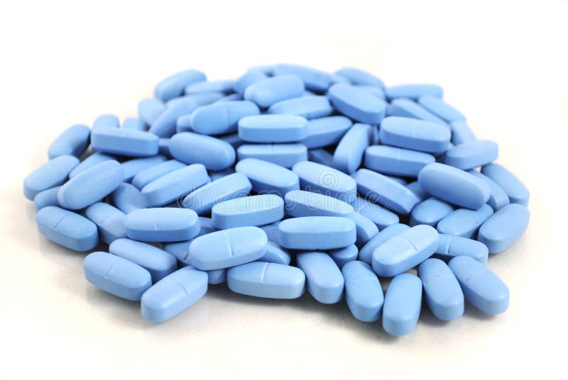 Bright Blue Round Pills On White Background Stock Image - Image of ...