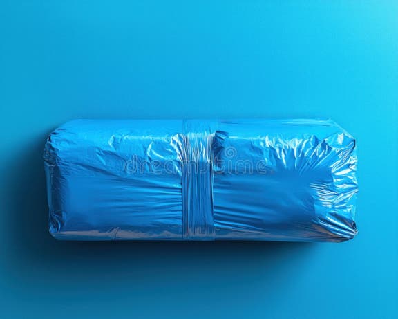 Monochromatic Blue Wrapped Package on Blue Background Stock ...