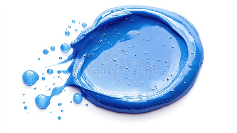 Bright Blue Paint with Droplets and a Smooth Texture on a White ...
