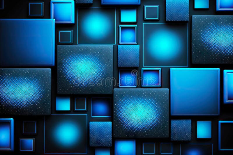 Bright Blue Panel of Illuminated Squares As 3D Render Abstract ...