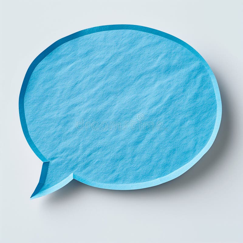 Blue Paper Speech Bubble on White Background, Communication Concepts ...