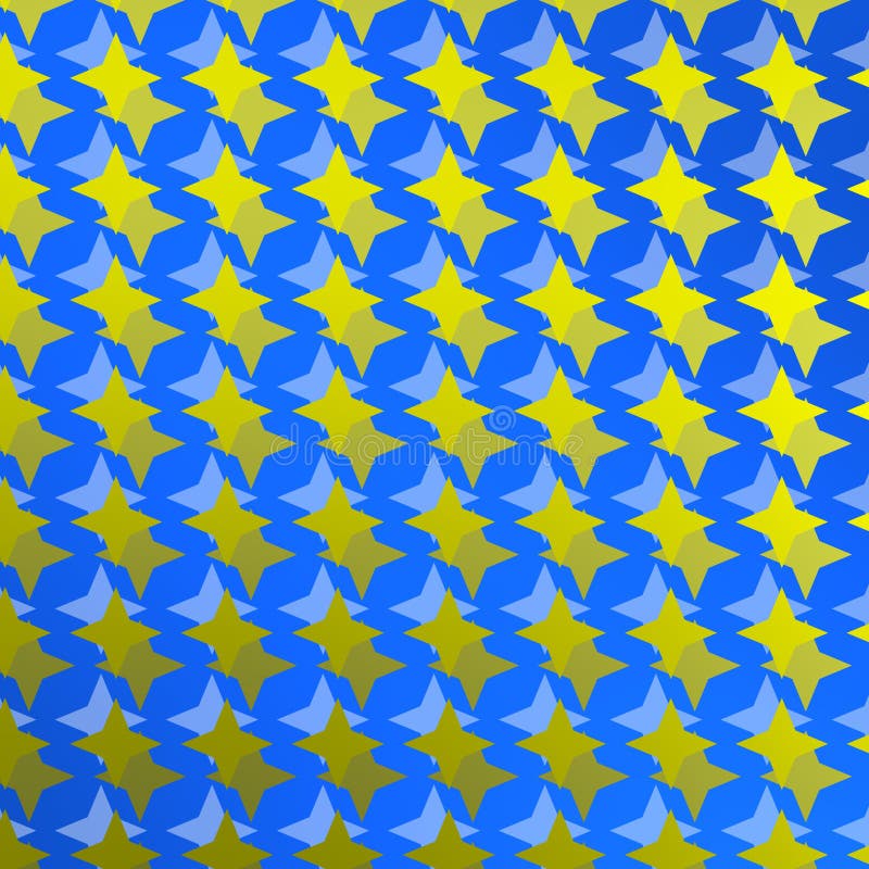 Bright Blue Pattern with Double Yellow Stars Stock Illustration ...