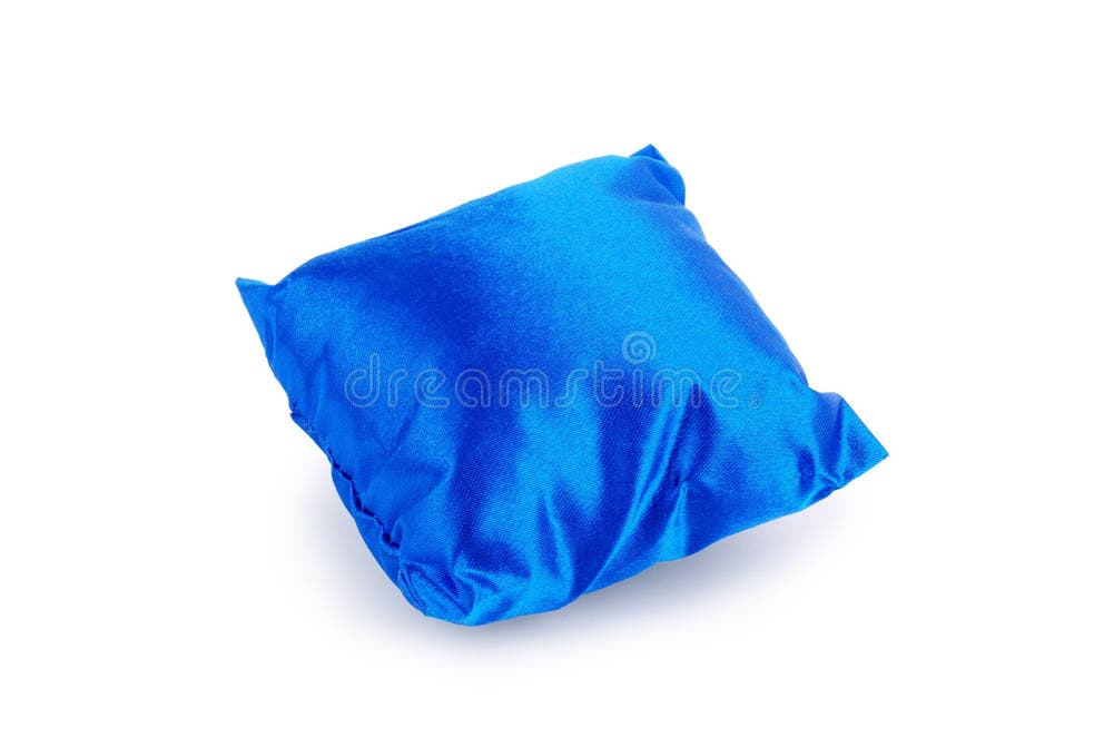 Bright Blue Pillow Isolated on White Stock Photo - Image of domestic ...