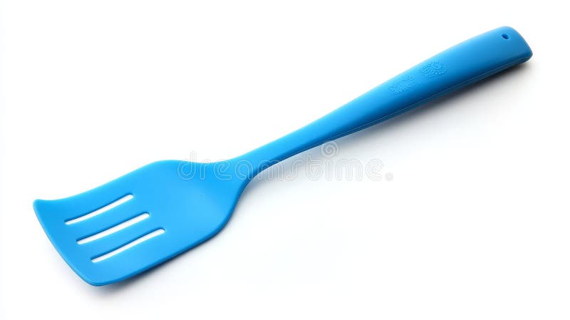 A Bright Blue Plastic Spatula is Set Against a White Background Stock ...
