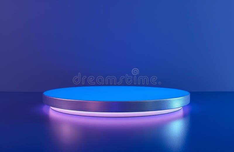 Bright Blue Podium Shining on a Dark Blue Background, Brand Positioning ... Bright Blue Podium Shining on a Dark Blue Background, Brand Positioning ...