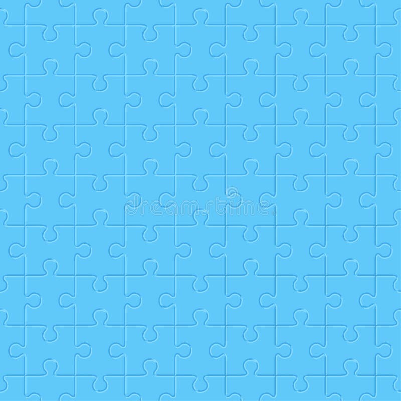 Bright Blue Puzzle Pieces Seamless Pattern, Vector Flat Style ...