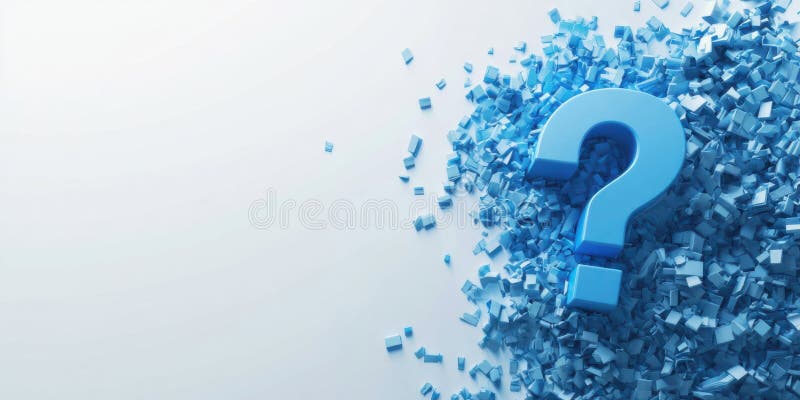 Bright Blue Question Mark Stands Amidst a Pile of Blue Confetti-like ...