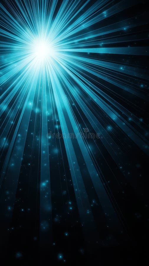 Bright Blue Radial Light Pattern with Sparkling Effects and Dark ...