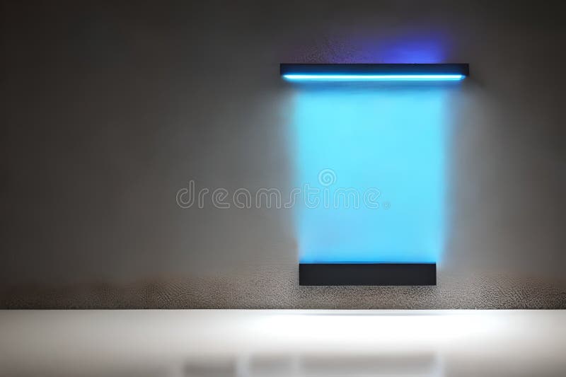Bright Blue Rectangle Neon at the Wall Backdrop and Background Stock ...