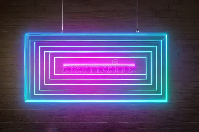 Bright Blue Rectangle Neon at the Wall Backdrop and Wood Background ...