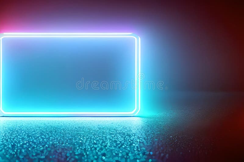 Bright Blue Rectangle Standing Neon Light Backdrop and Background Stock ...