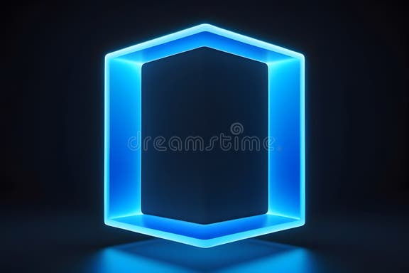 Bright Blue Rectangle Standing Neon Light Backdrop and Background Stock ...