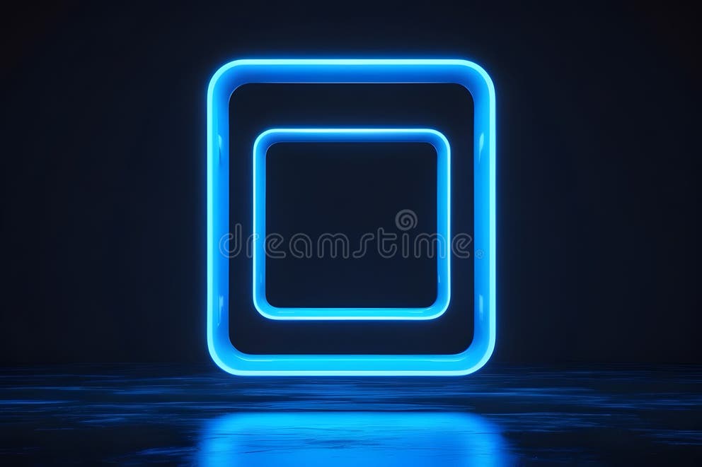 Bright Blue Rectangle Standing Neon Light Backdrop and Background Stock ...