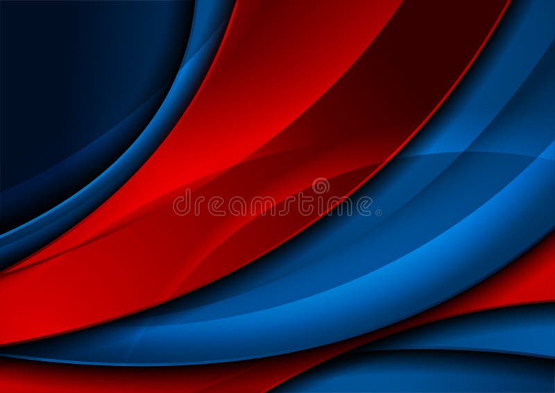 Bright Blue and Red Abstract Glossy Waves Corporate Background Stock ...