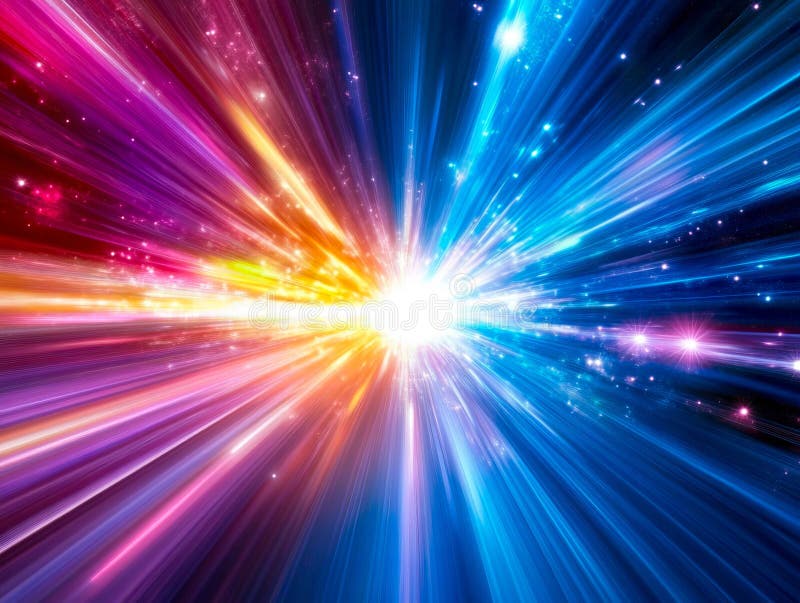 A Bright Blue and Red Star Burst in the Middle of a Space Background ...