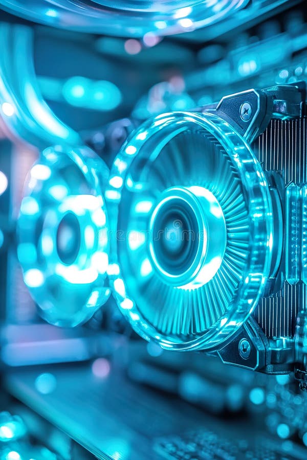 Bright Blue RGB Lights Highlight Powerful Gaming PC Setup Designed for ...