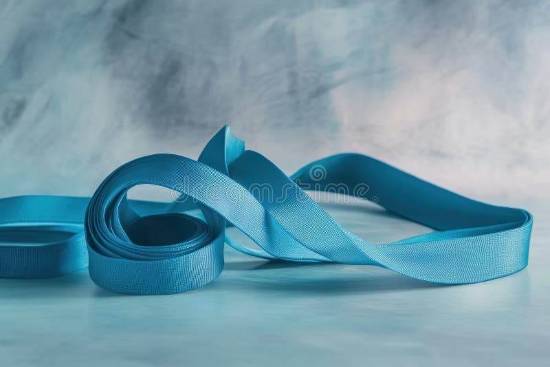 Bright Blue Ribbon Creatively Arranged on a Soft Pastel Background for ...
