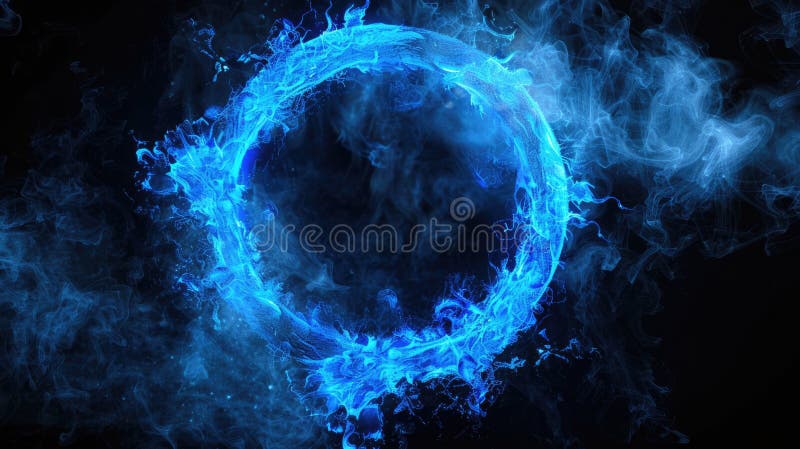 A Bright Blue Ring of Fire on a Black Background Stock Photo - Image of ...