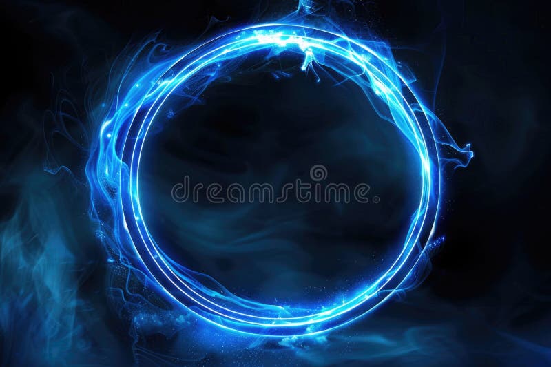 A Bright Blue Ring Illuminates the Darkness with a Subtle Glow Stock ...