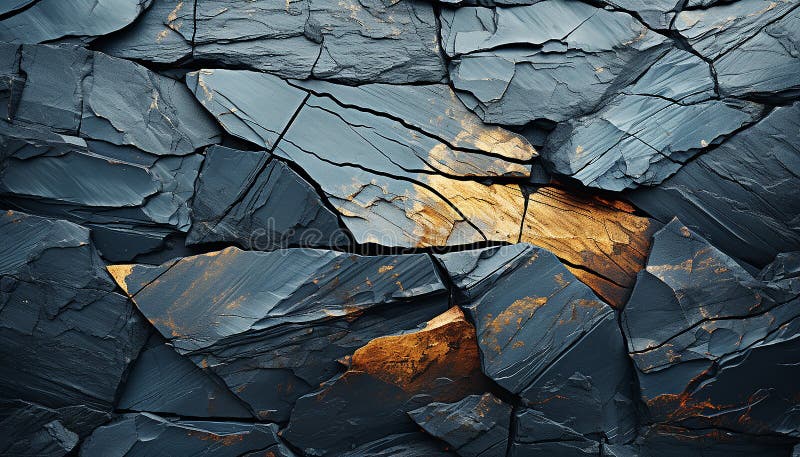 Bright Blue Rock Pattern on Rough Stone Wall Outdoors Generated by AI ...