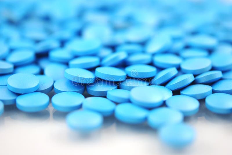 Bright Blue Round Pills On White Background Stock Image - Image of ...