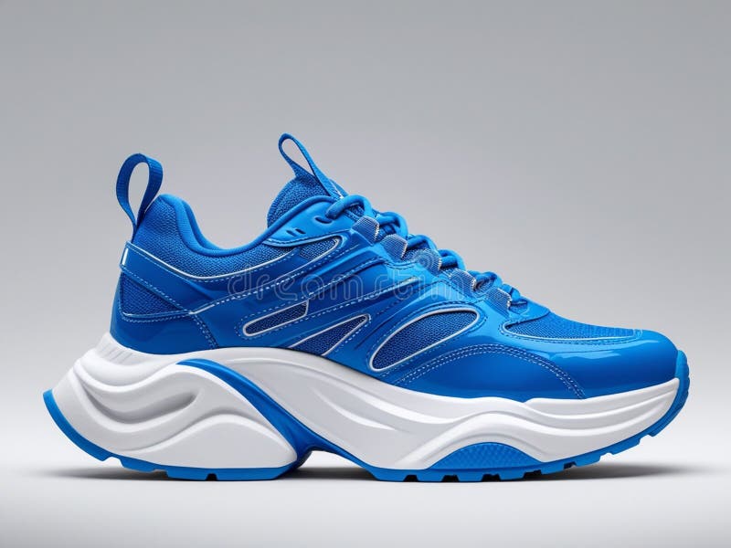 Blue Running Shoes Side View Isolated on Clean White Background for E ...