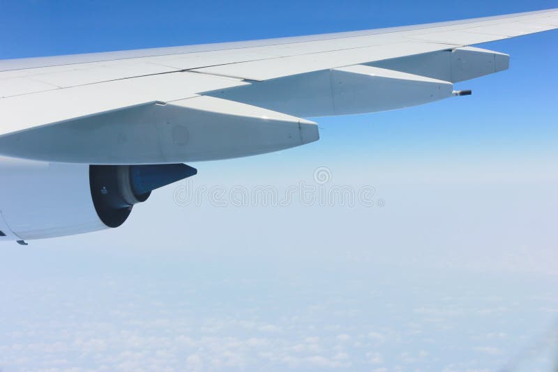 Bright Blue Skies and Airplane Wing Stock Image - Image of blue, wing ...