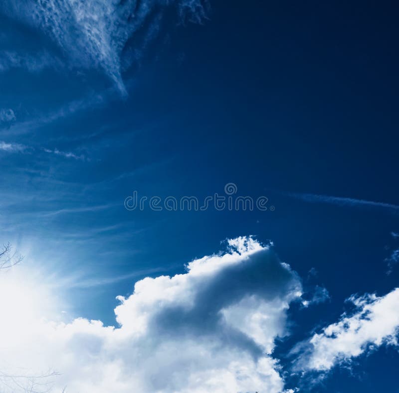 Bright Blue Sky with Clouds, Nature and Environment Stock Image - Image ...