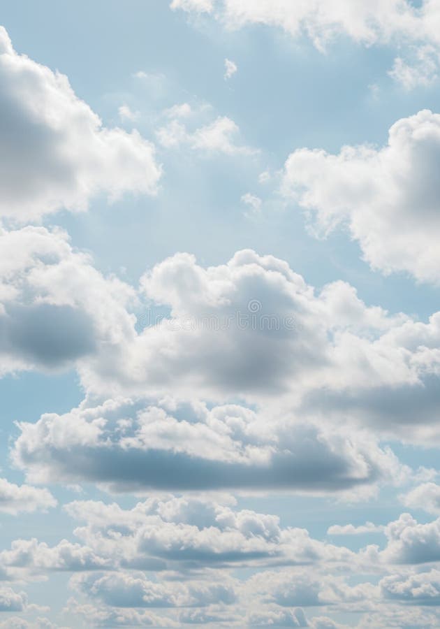 Bright Blue Sky with Fluffy White Clouds Stock Illustration ...