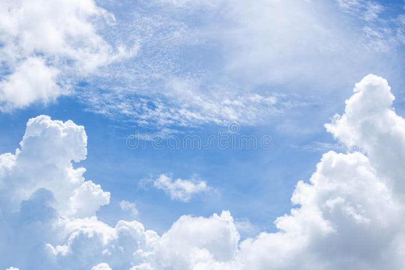 Bright Blue Sky with Fluffy White Clouds. Clearing Day and Good Weather ...