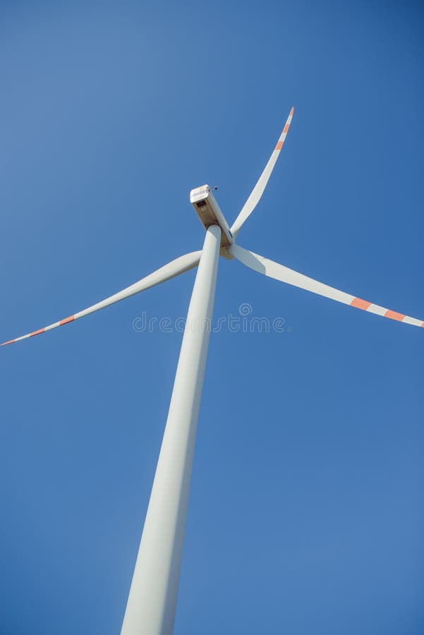 Bright Blue Sky Moving and Wind Turbine Stock Photo - Image of electric ...