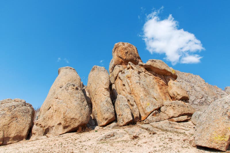 Bright Blue Sky Over the Rocks Stock Photo - Image of mountain, round ...