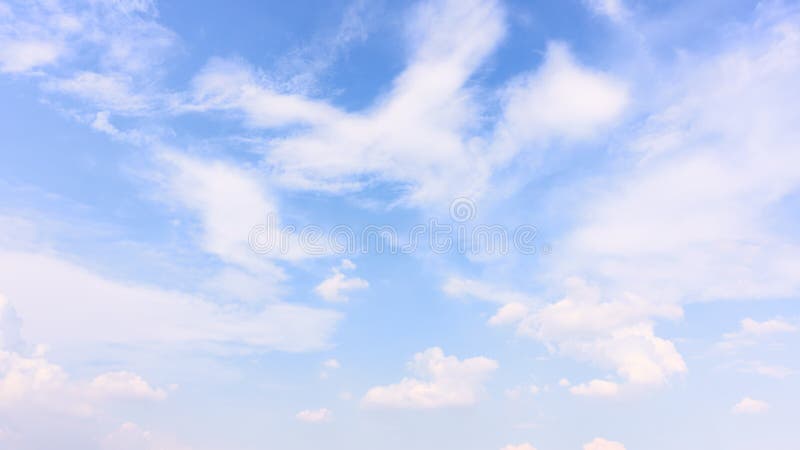 Bright Blue Sky - Panoramic Cloudscape Stock Photo - Image of pastel ...