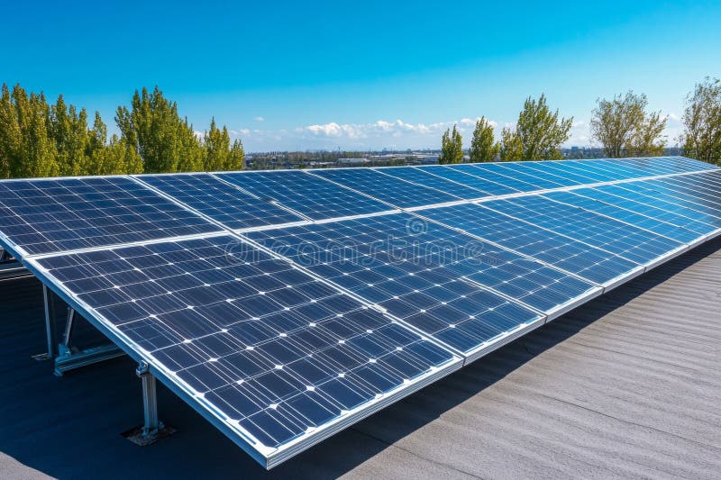 Bright Blue Sky Serves As a Backdrop for Modern Solar Panels Mounted on ...