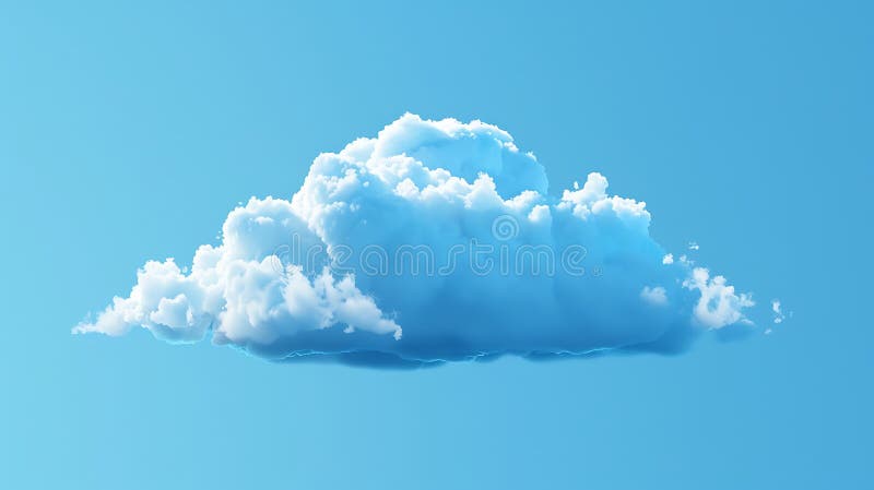 A Bright Blue Sky with a Single Fluffy Cloud on a Solid Background ...