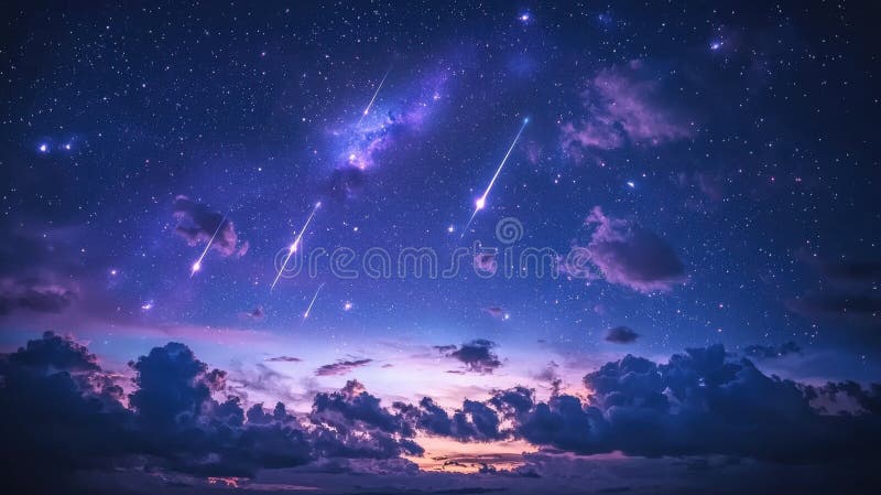 Bright Blue Sky with a Single Shooting Meteor Streaking through the ...