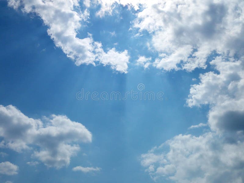 Bright Blue Sky Sun Rays Clouds Stock Image - Image of clouds, bright ...