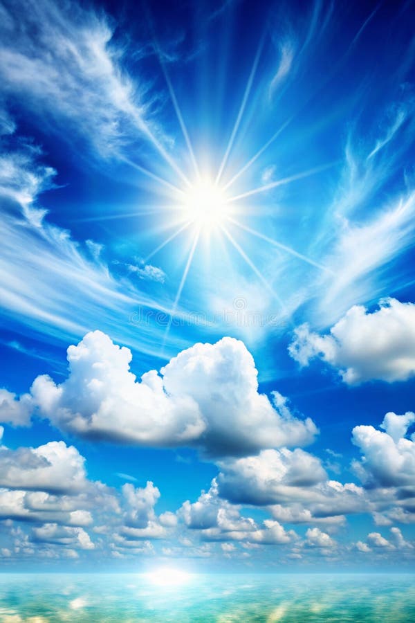 Bright Blue Sky with White Clouds and Light Gradients Stock ...